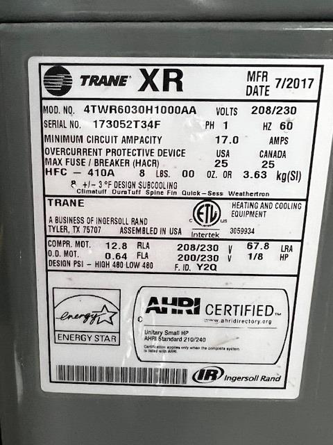 Trane XR Air Conditioner | Property Room