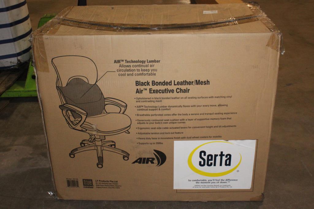 True Innovations, Black Bonded Leather / Mesh Air Executive Chair ...