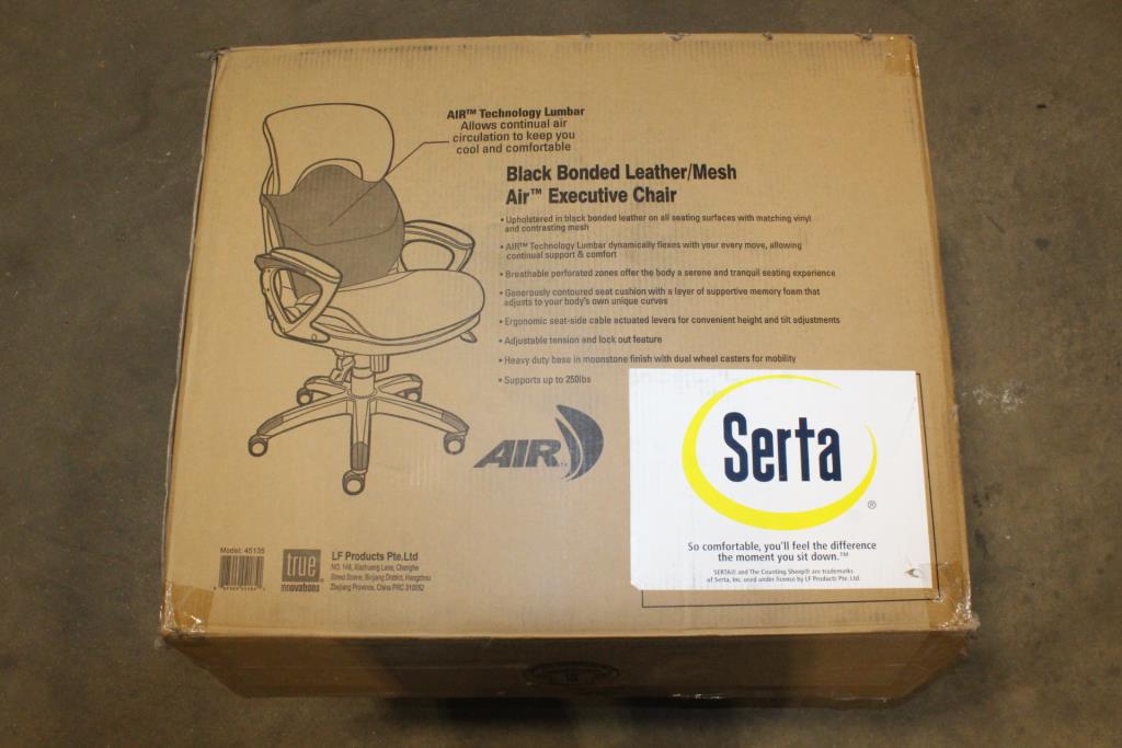 True Innovations Black Bonded Leather/Mesh Air Executive Chair ...