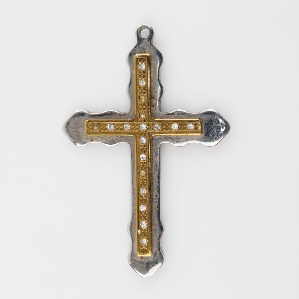 Two Tone Clear Stone Fashion Cross Pendant | Property Room