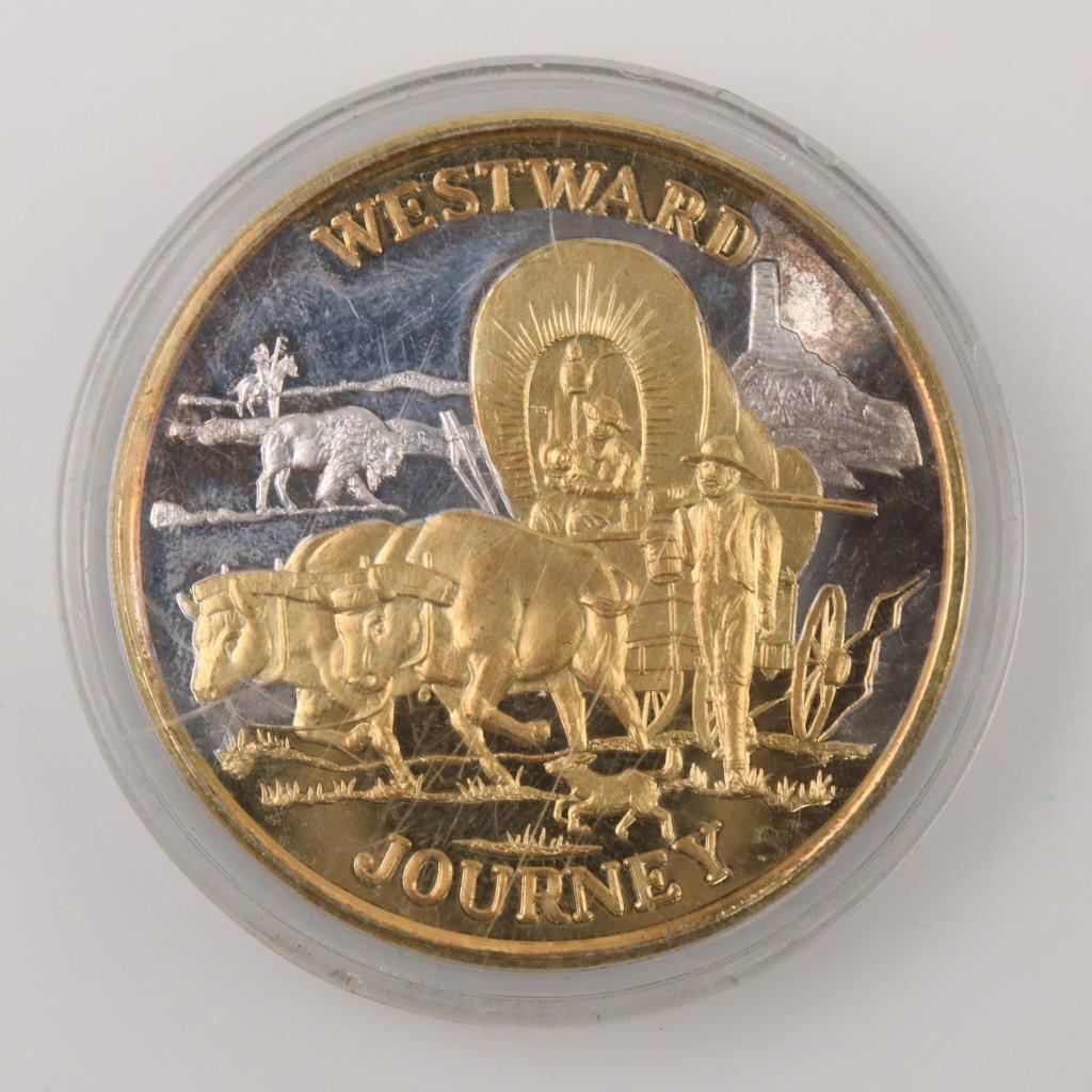 Two Tone Fine Silver Old Oregon Trail 150th Anniversary Token ...