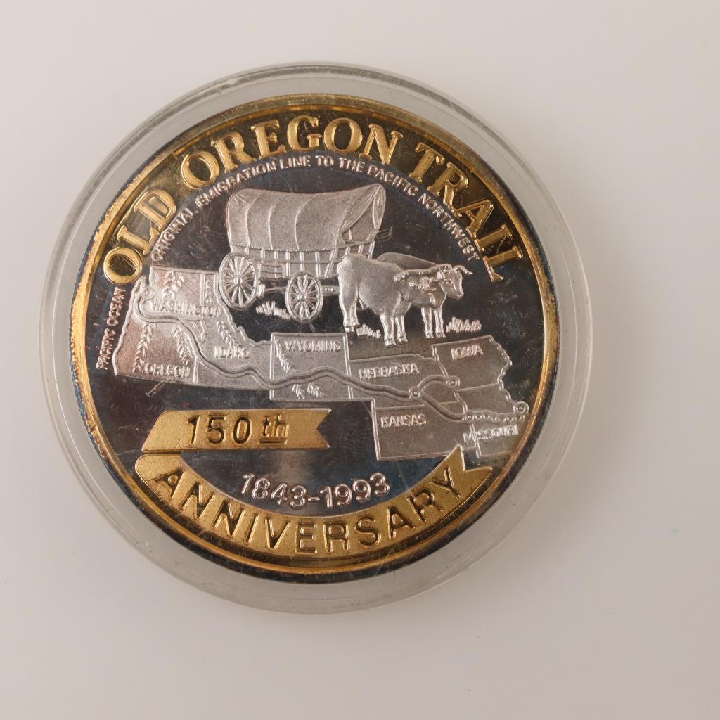 Two Tone Fine Silver Old Oregon Trail 150th Anniversary Token ...