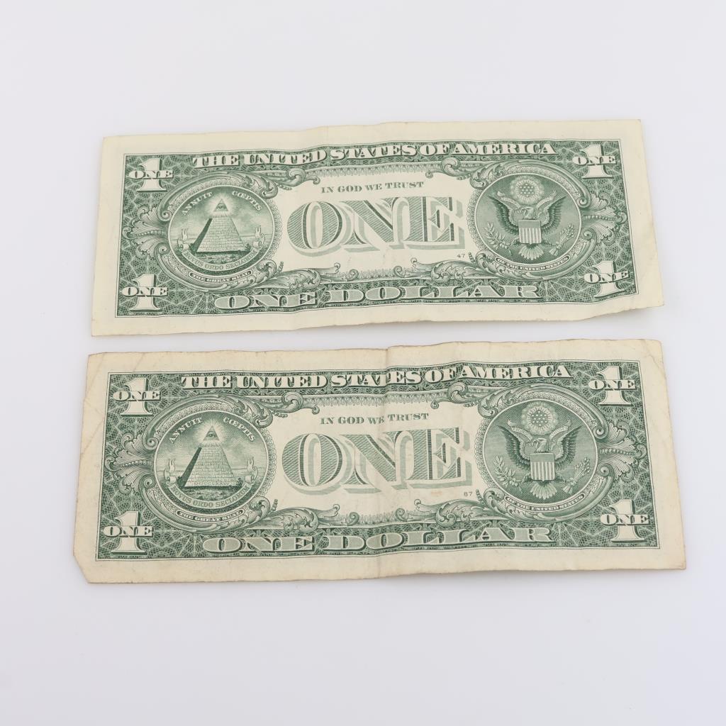 Two US Federal Reserve Note 1 Dollar Bills | Property Room