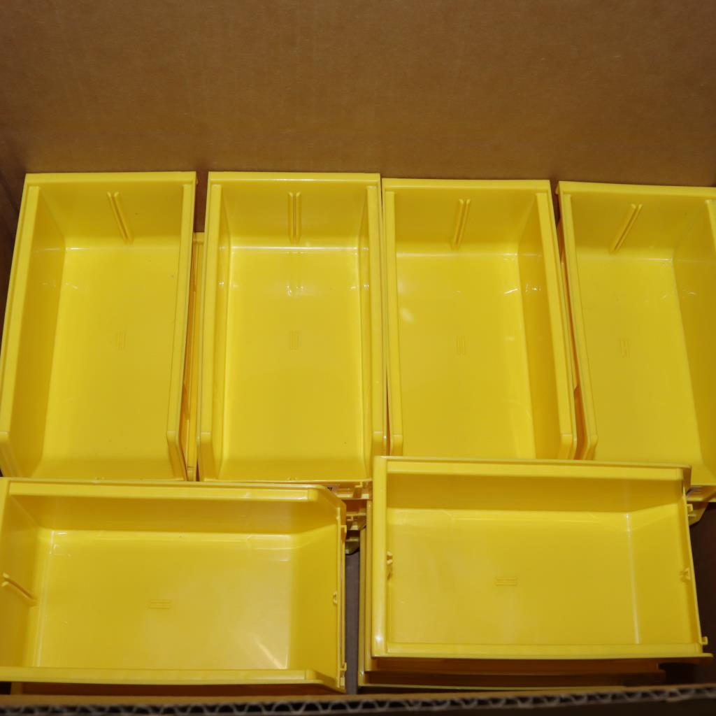 Uline Yellow Plastic Stackable Bins, 18 Pieces | Property Room