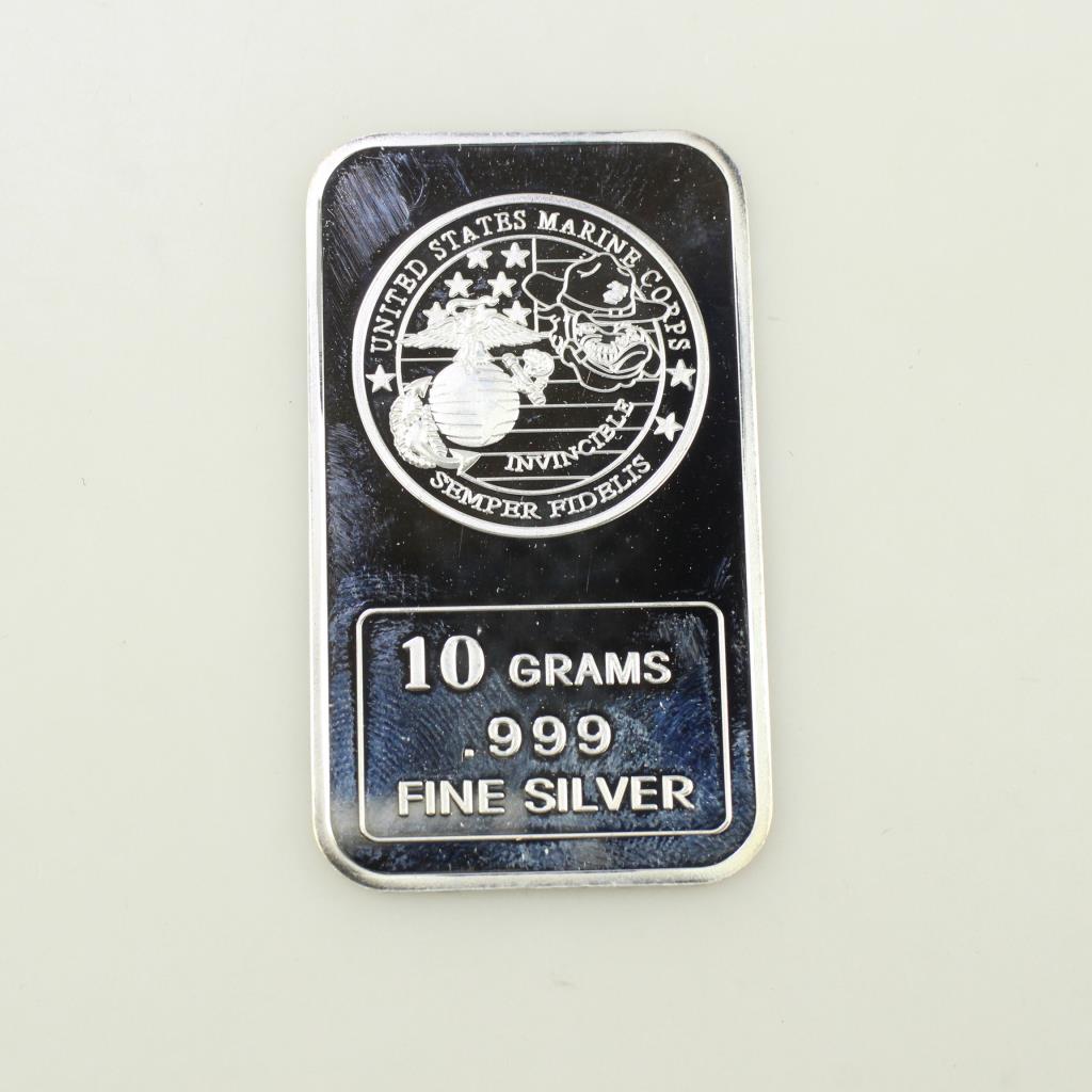 United States Marine Corps Fine Silver 10 Gram Bar | Property Room