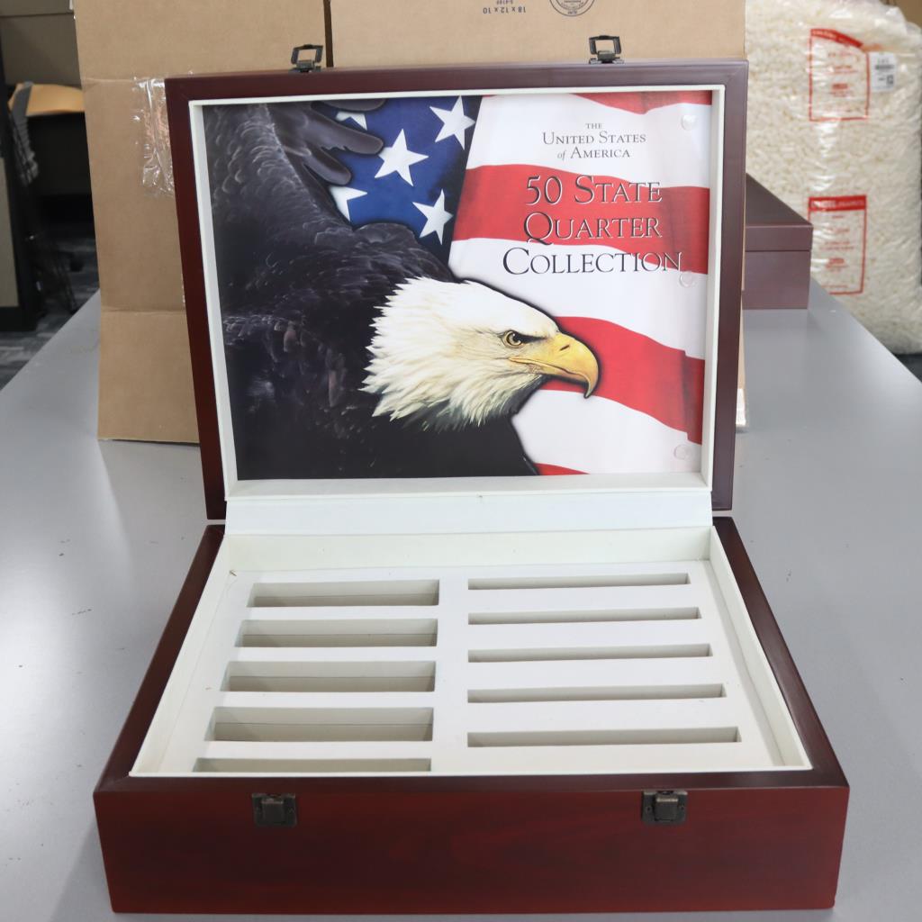 US 50 State Quarter Collection Wooden Box | Property Room