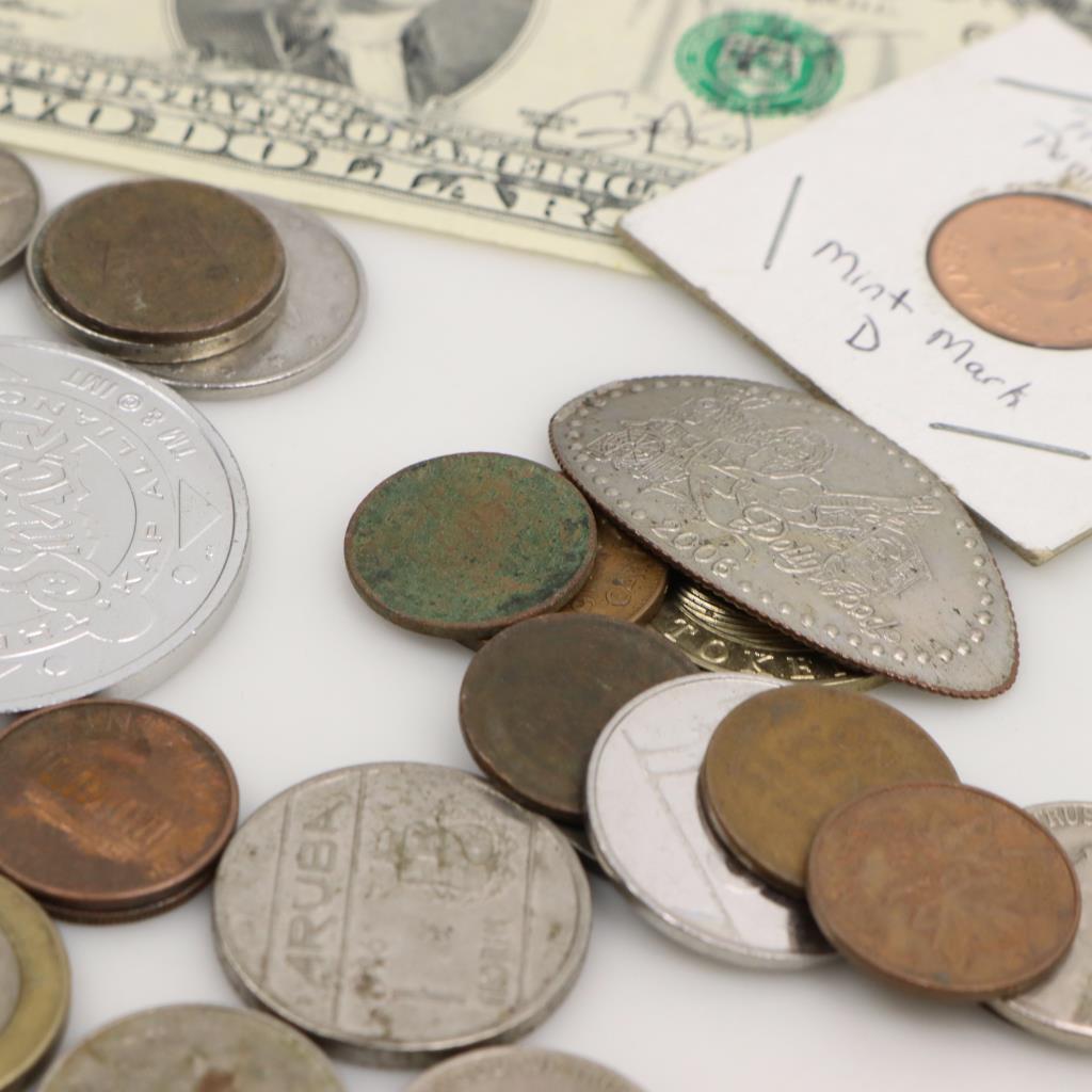 US And Foreign Currency, Tokens, 40+ Pieces | Property Room
