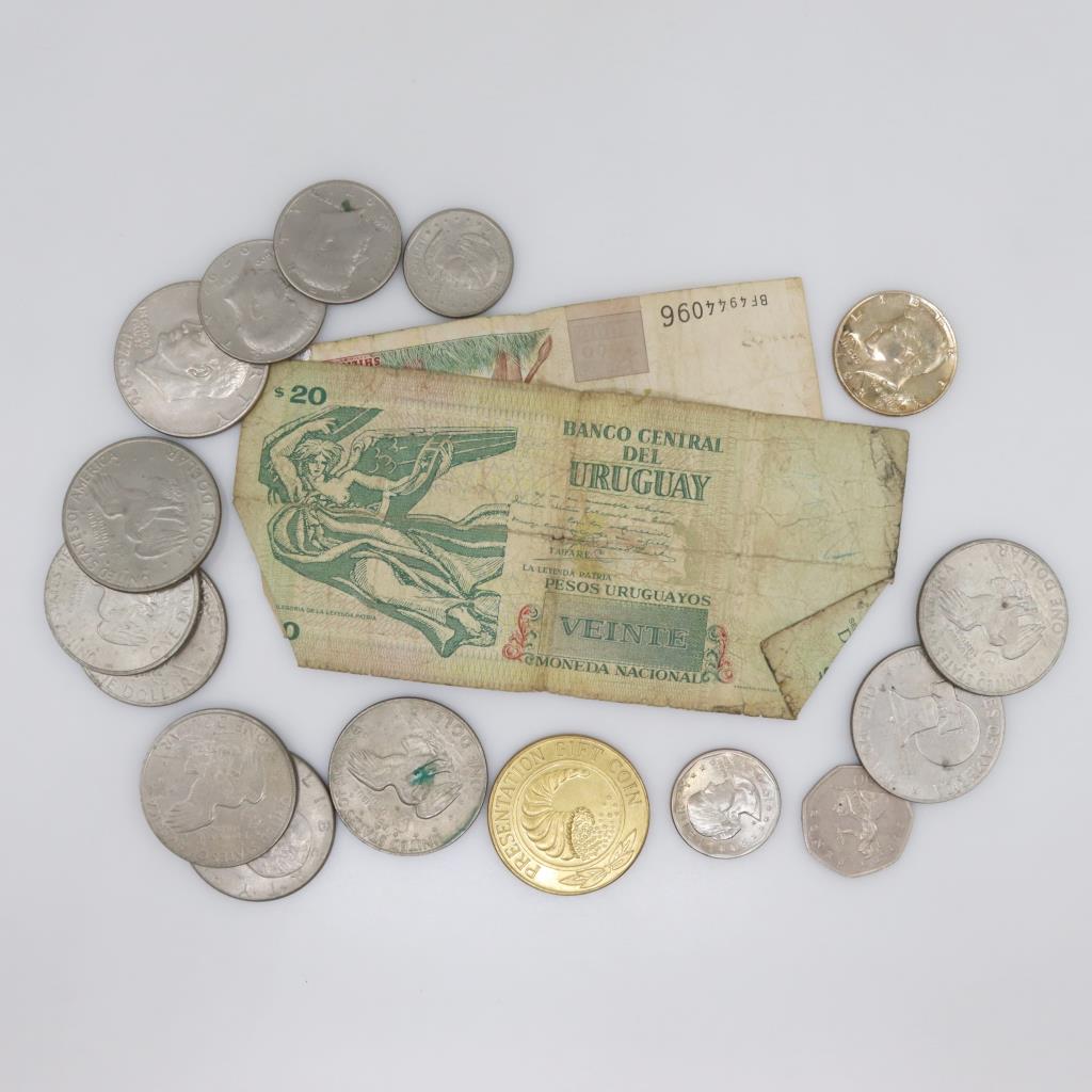 US And Foreign Currency With Tokens; 14+ Pieces | Property Room