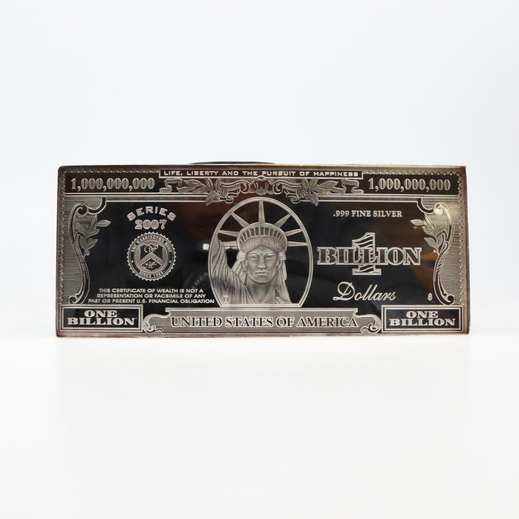US Billion Dollar Fine Silver Bar | Property Room