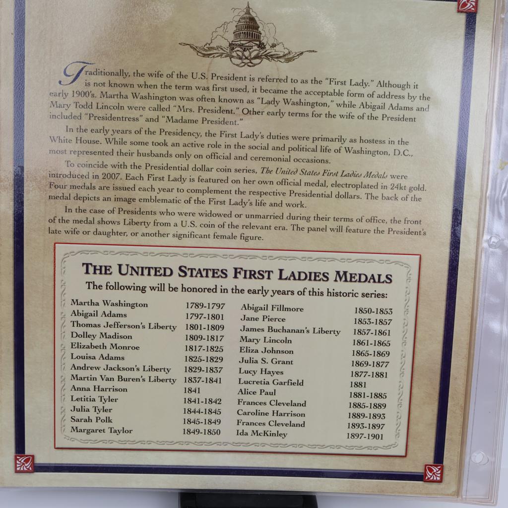 US First Lady Abigail Adams Medal | Property Room