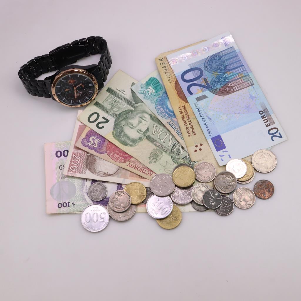 U.S, Foreign Currency And Watch, 30+ Pieces | Property Room