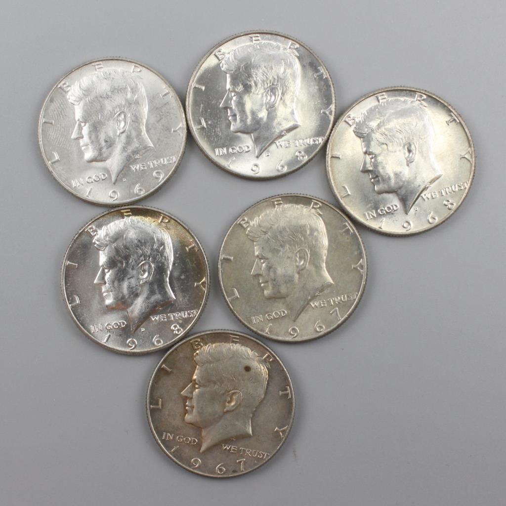 US Kennedy Half Dollars Silver Clad, 6 Pieces | Property Room