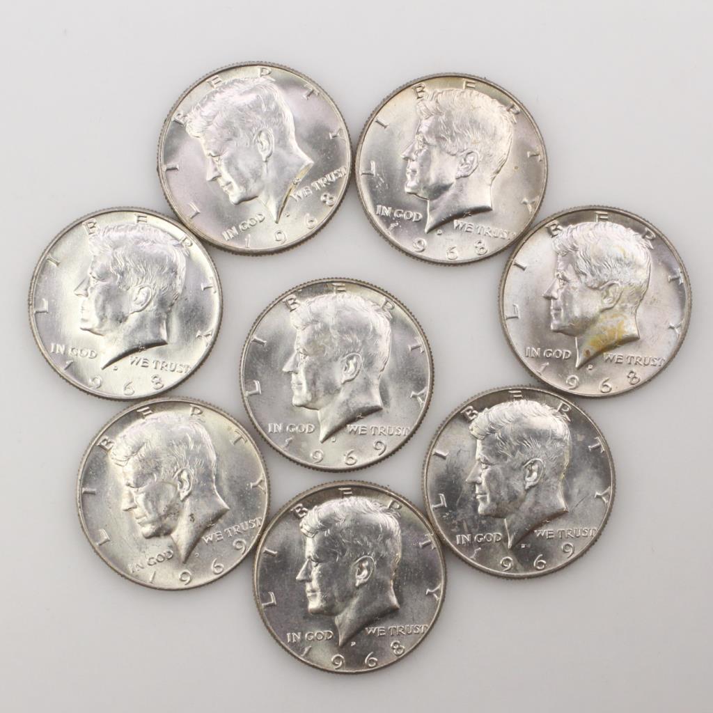US Kennedy Half Dollars Silver Clad, 8 Pieces | Property Room