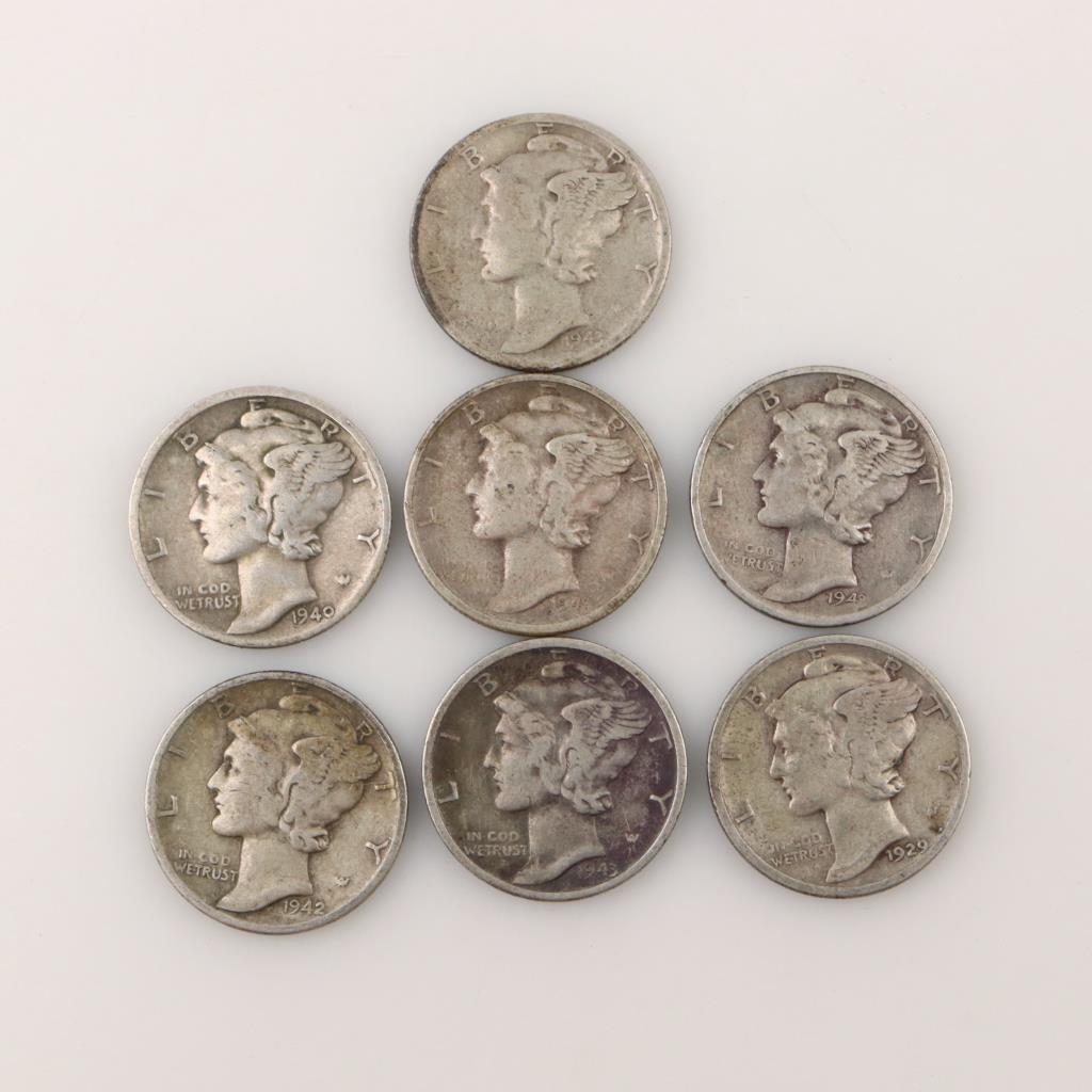 U.S. Mercury Silver Dimes, 7 Pieces | Property Room