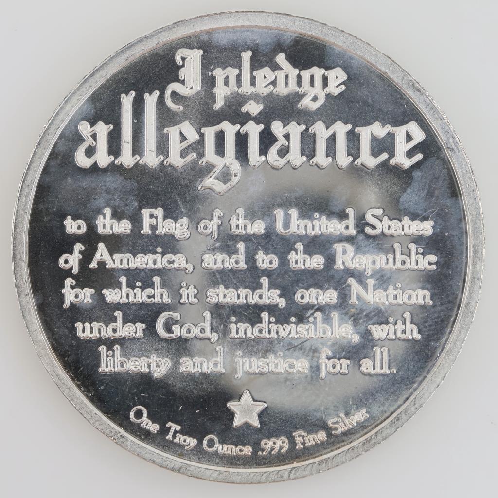 US Pledge Allegiance Fine Silver Round 1 Troy Oz | Property Room