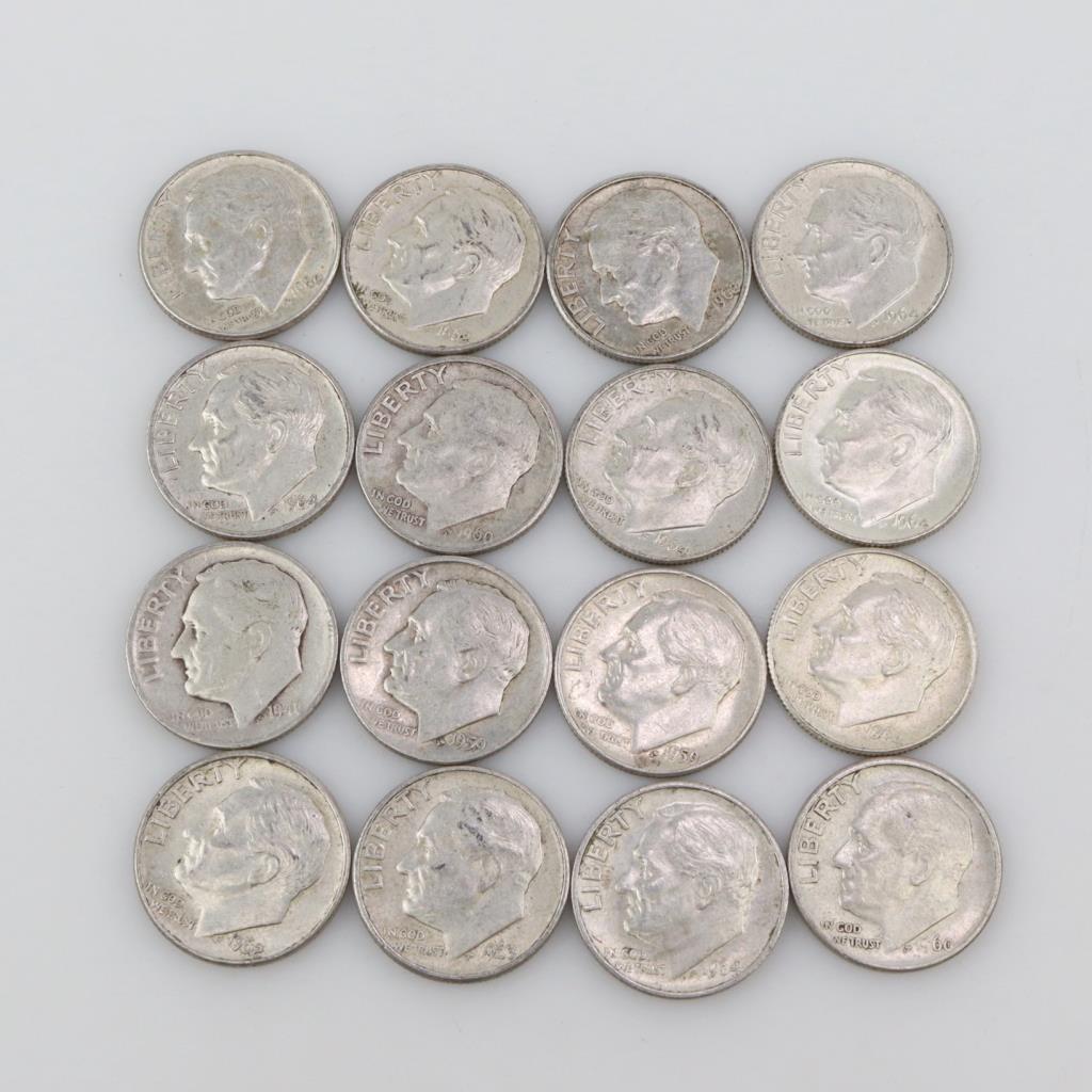 US Silver Dimes, 16 Pieces | Property Room