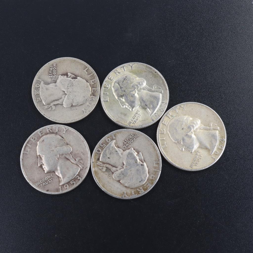 US Silver Quarters, 5 Pieces | Property Room