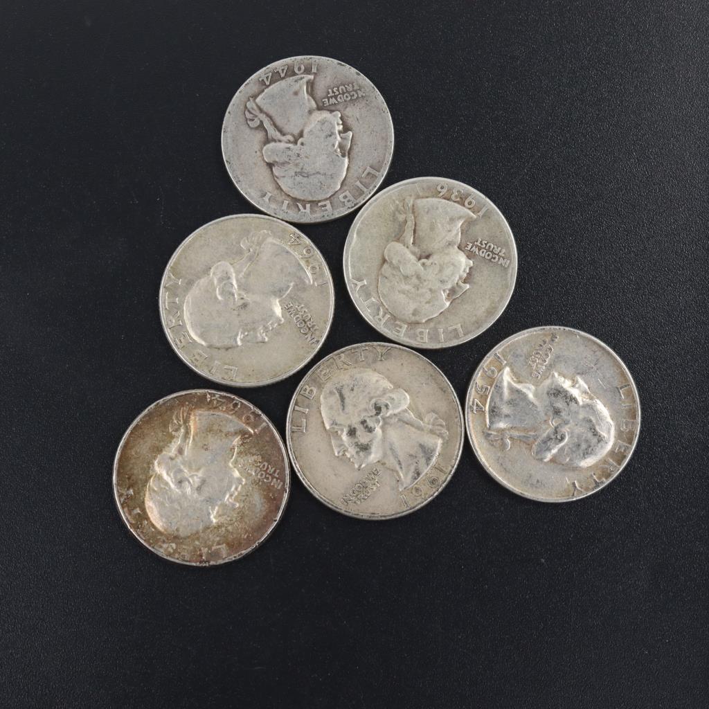 US Silver Quarters, 6 Pieces | Property Room
