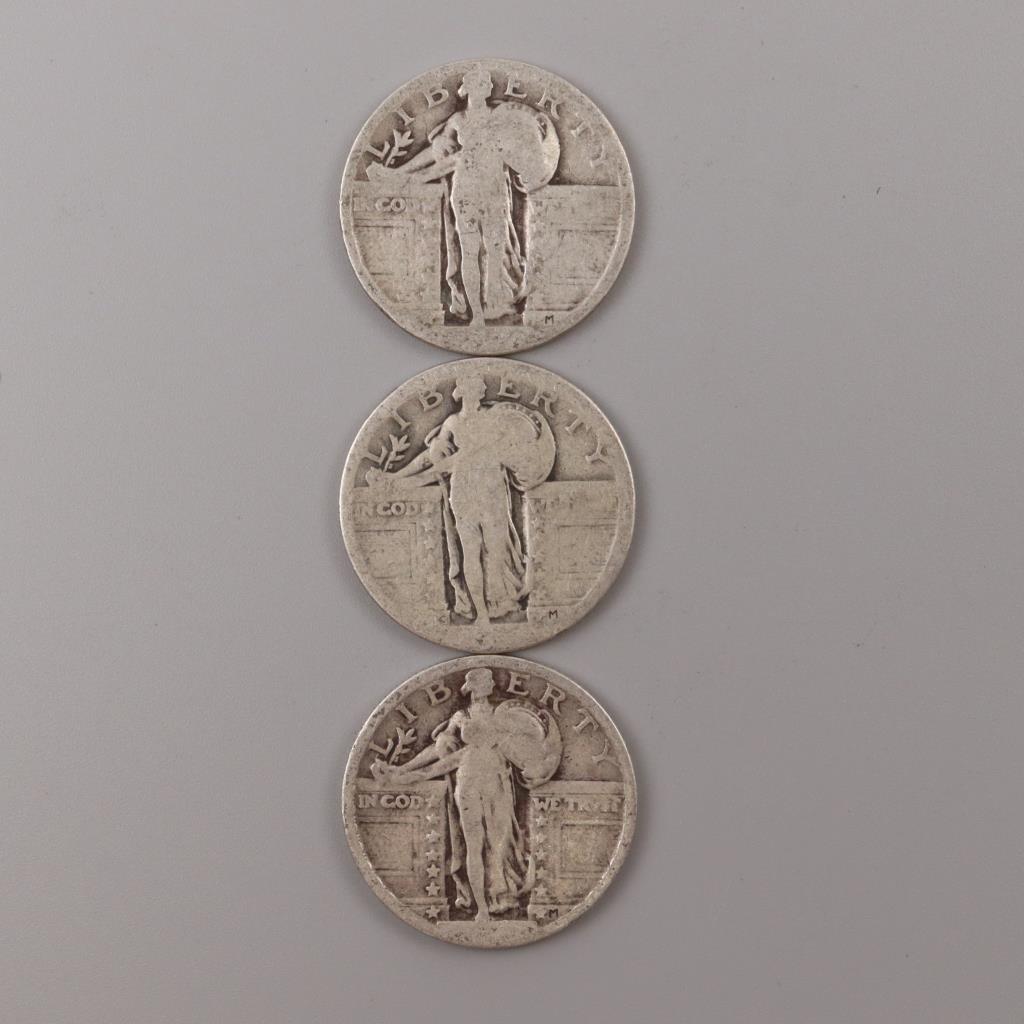 US Standing Liberty Silver Quarters; 3 Pieces | Property Room