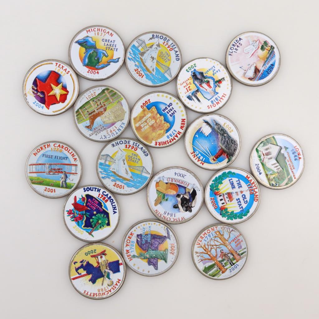 US Statehood Colorized Quarters, 17 Pieces | Property Room