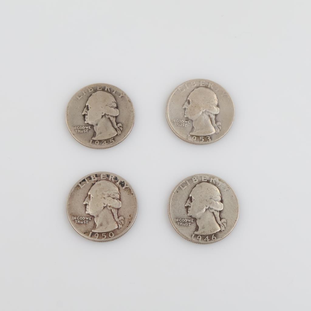 US Washington Silver Quarters, 4 Pieces | Property Room