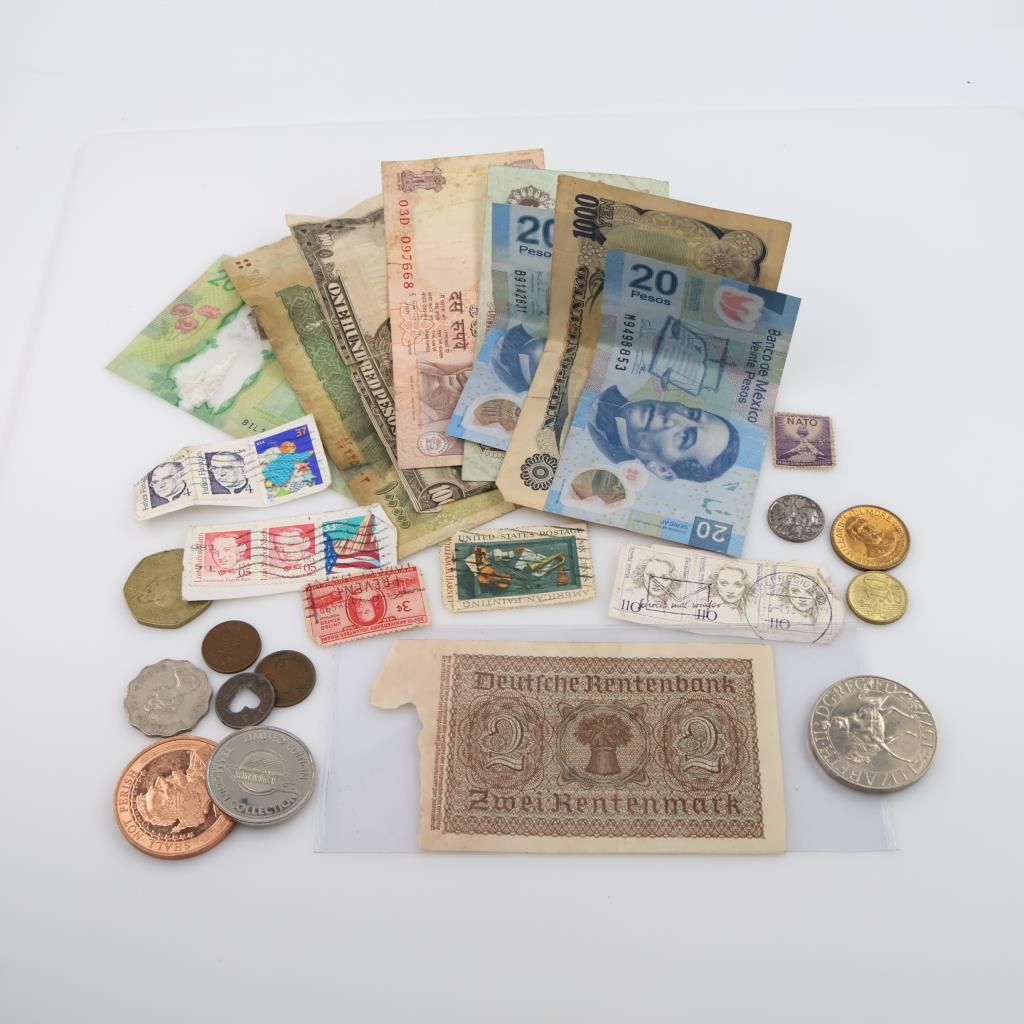 US,Foreign Currency/Token And Stamps, 26+ Pieces | Property Room