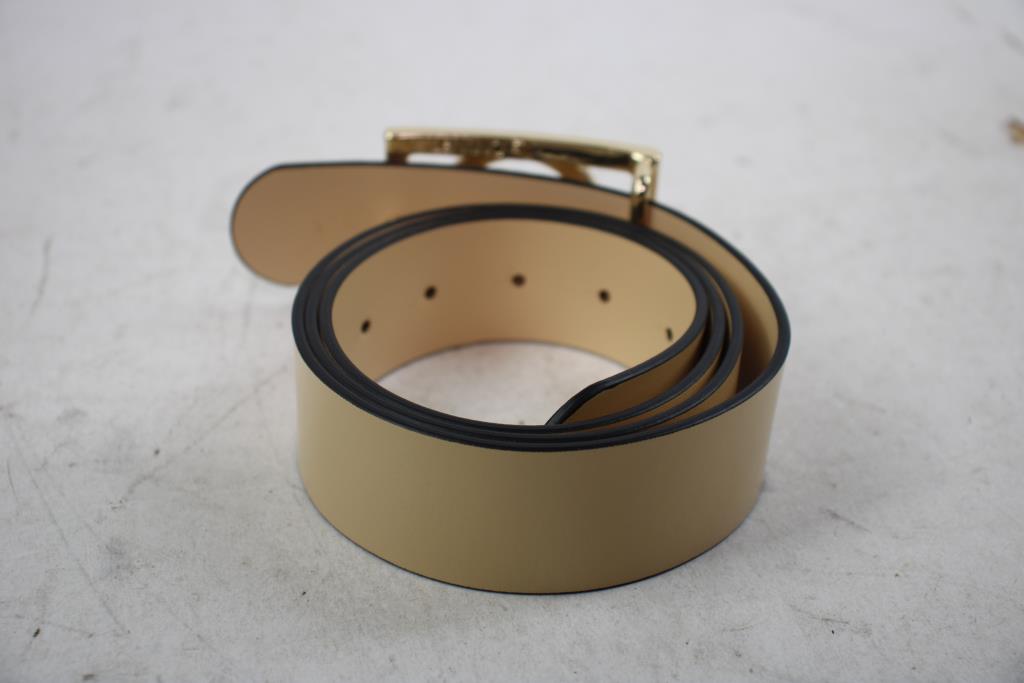 Valentino Belt With V Buckle, Size Large, Beige | Property Room