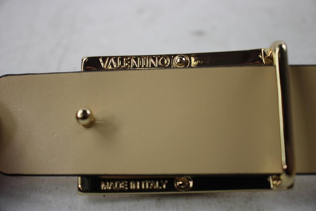Valentino Belt With V Buckle, Size Large, Beige | Property Room