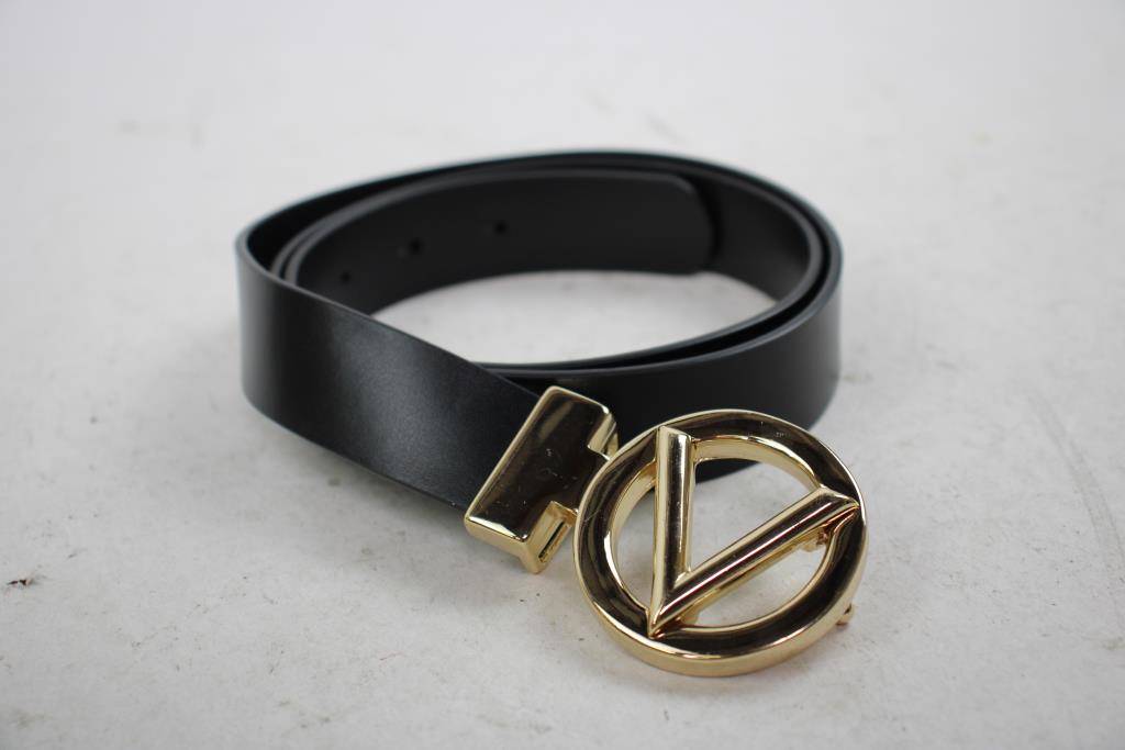 Valentino V Buckle Belt, Size Large, Black | Property Room