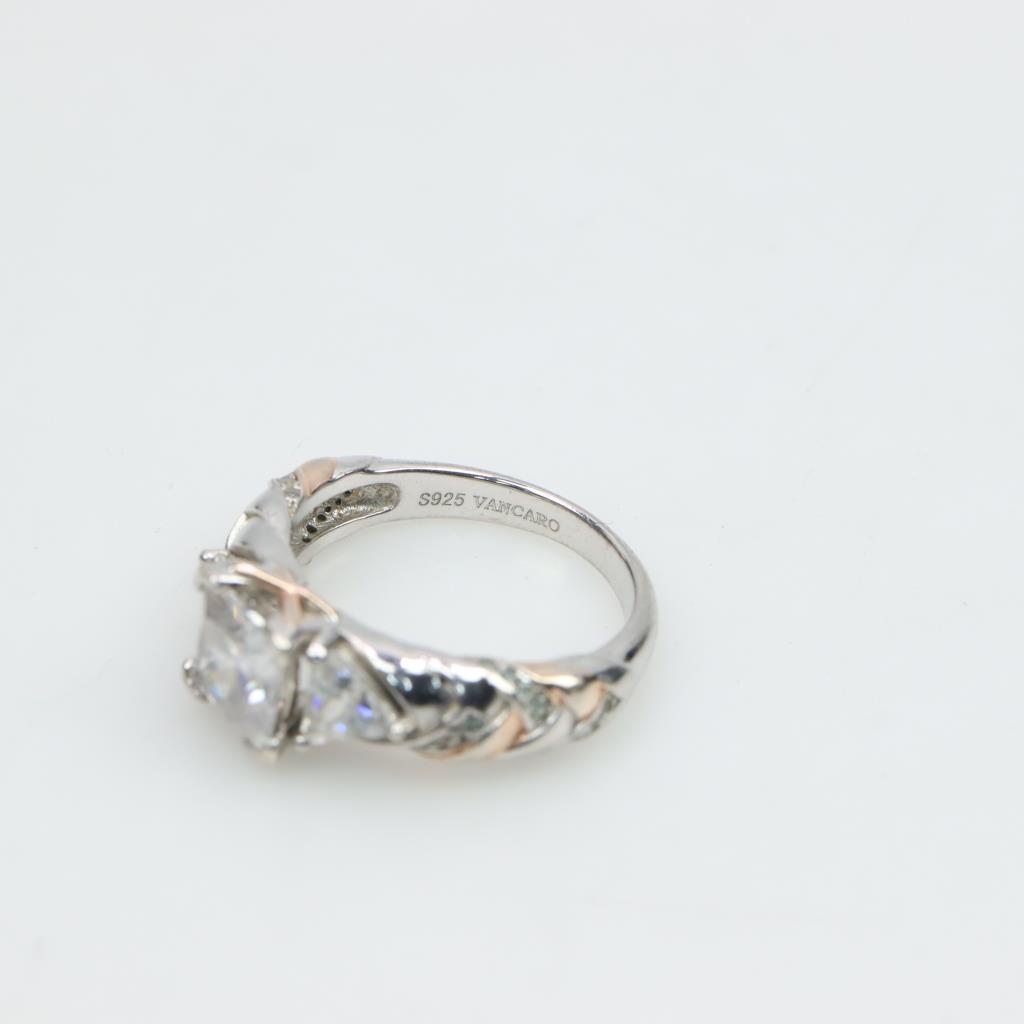 Vancaro Sterling Silver Two-Tone Clear Stone Braided Engagement Ring ...