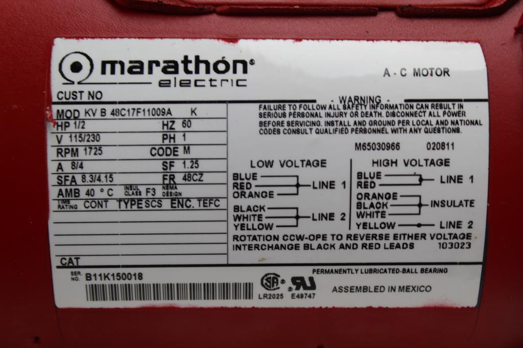 Vanton Flex I Liner CC-PY60B Water Pump With Marathon Electric Motor ...