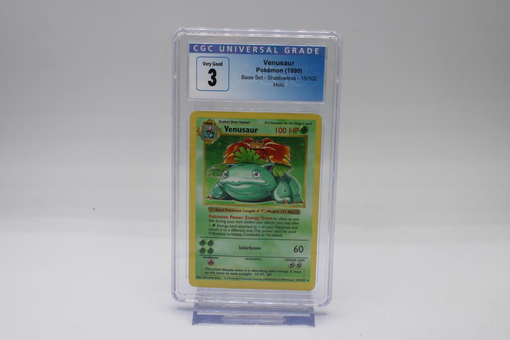 Venusaur Base Set Shadowless Holo 15/102 CGC 3 - Very Good | Property Room