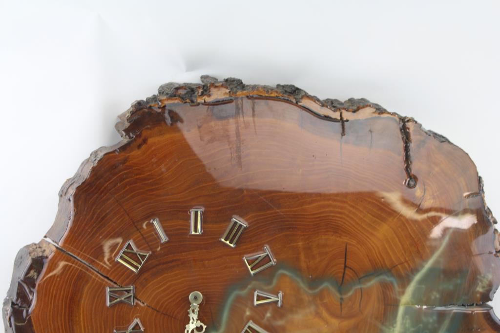Vintage Cabin Wood Tree Slab Wall Clock | Property Room