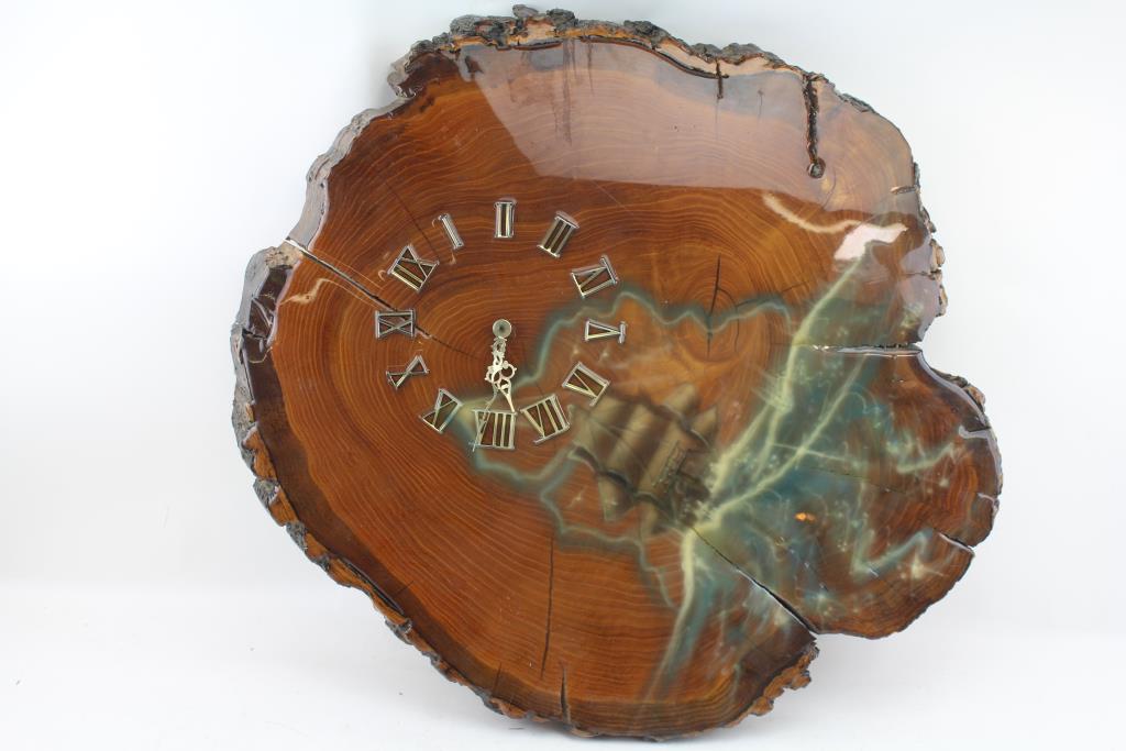 Vintage Cabin Wood Tree Slab Wall Clock | Property Room