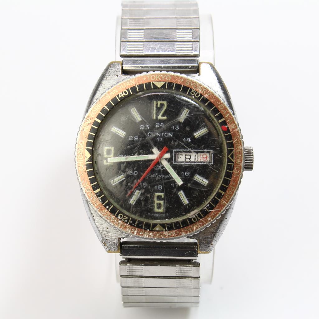 Vintage Clinton World Time Automatic Watch | Property Room