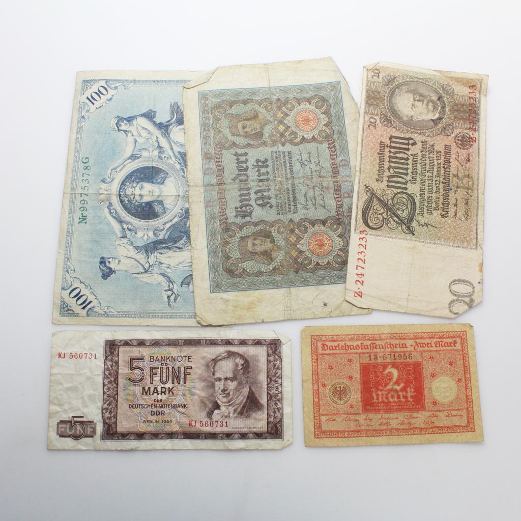 Vintage German Banknotes, 5 Pieces | Property Room