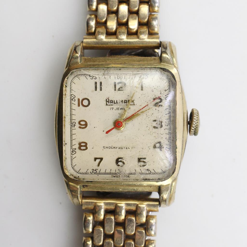 Vintage Hallmark 10kt GP Mechanical Tank Style Watch | Property Room