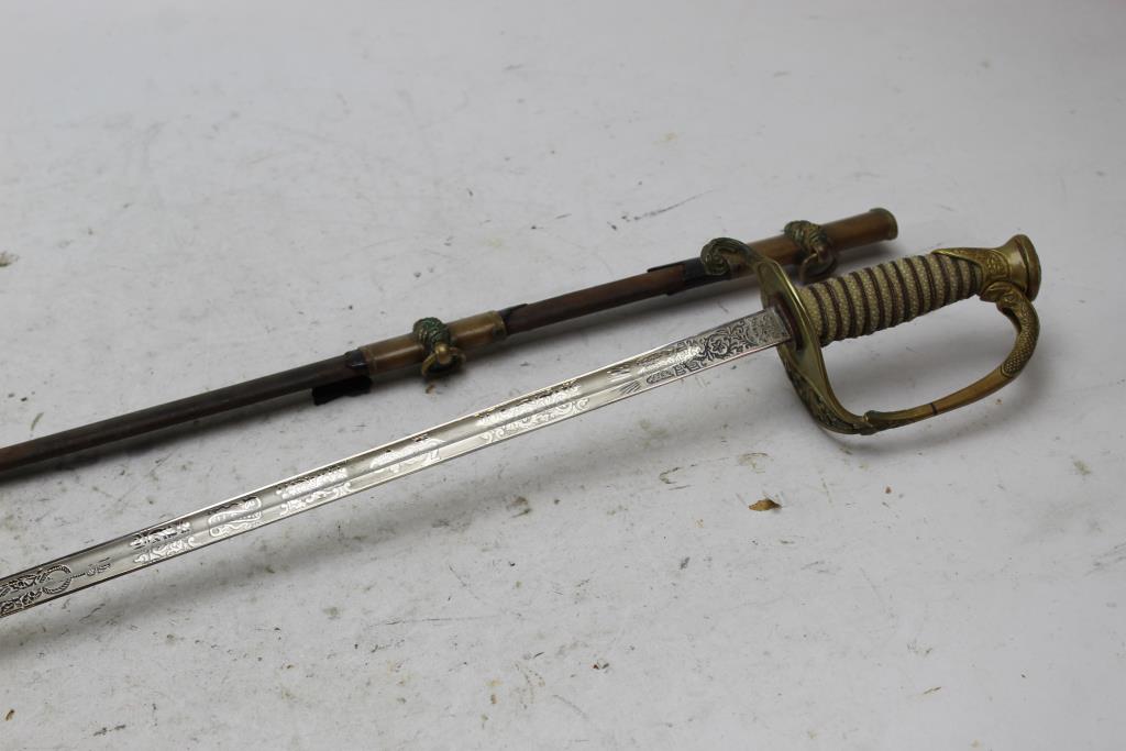 Vintage Named Hilborn Hamburger USN Dress Sword With Sheath | Property Room