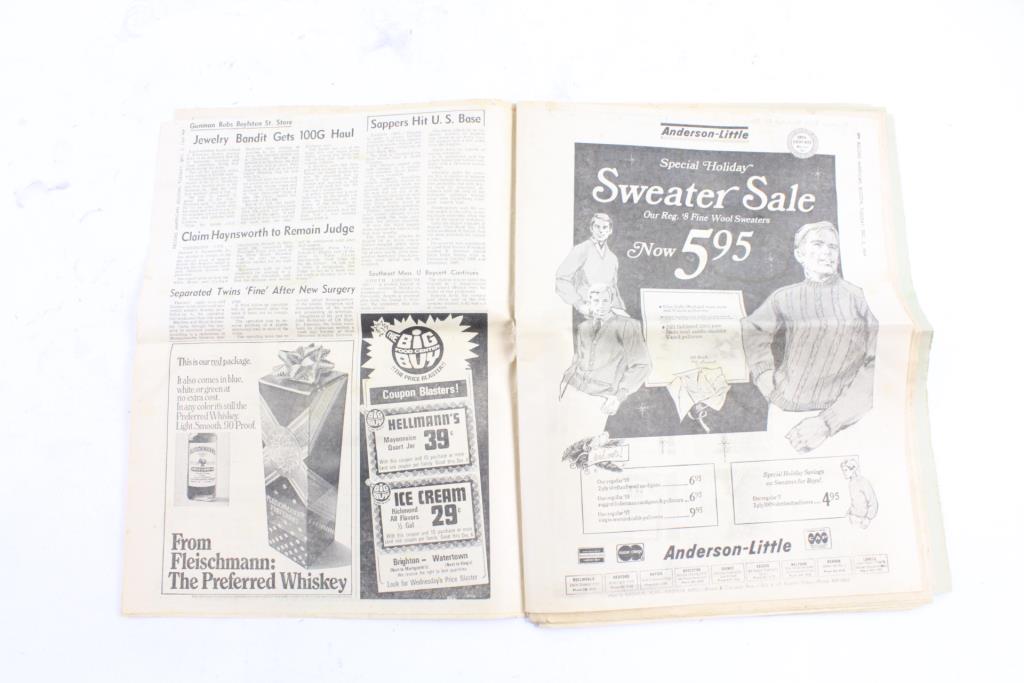 Vintage Newspaper, Dec 2 1969, Headline "Sept 14th Is First Date Drawn ...