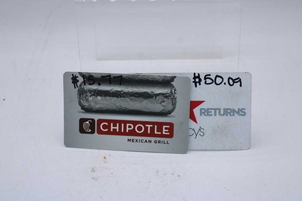 Visa, Chipotle, And More Gift Cards, 8 Pieces | Property Room