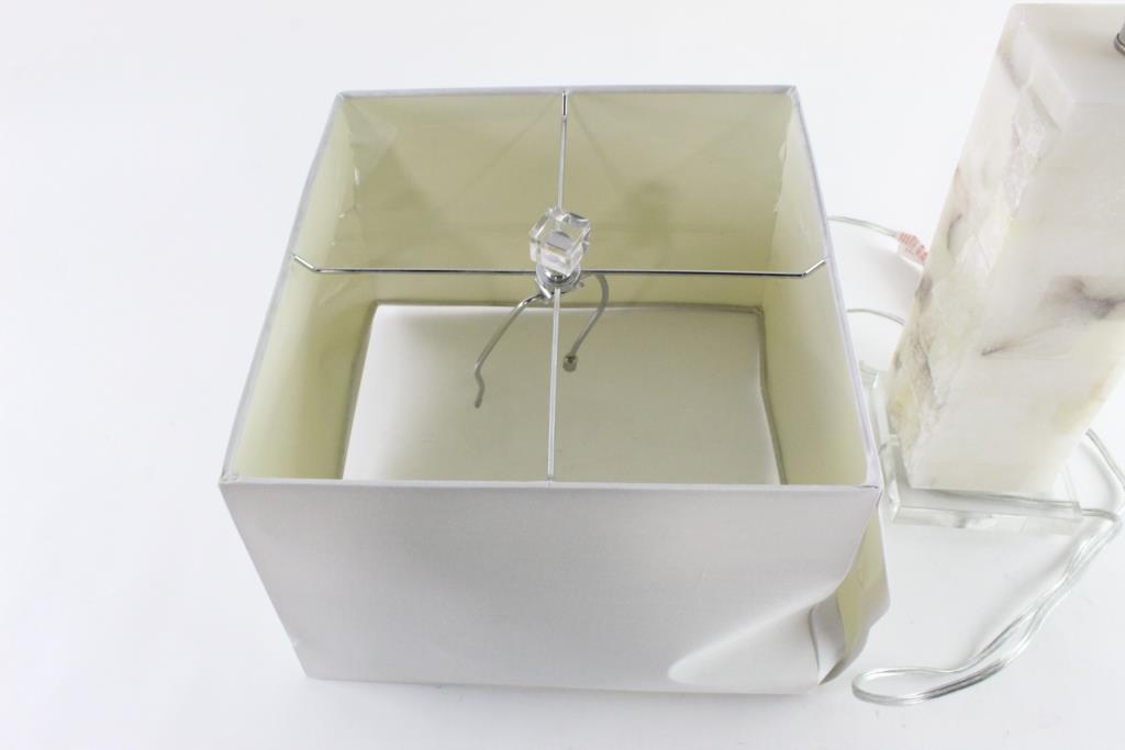 White Stone Lamp With Lamp Shade | Property Room