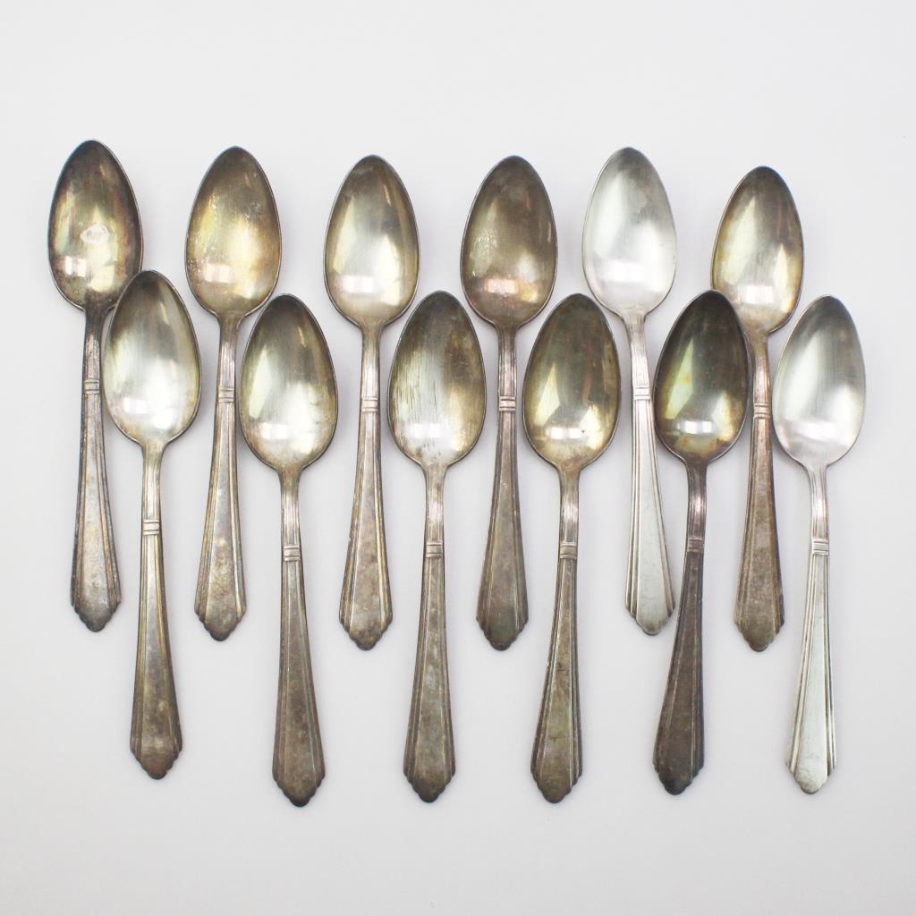 Wilshire Silver Plated Art Deco Spoons, 12 pieces | Property Room