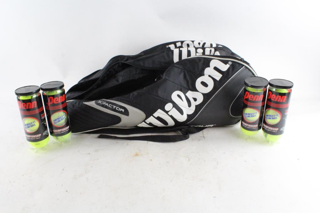 Wilson Tennis Racquet Bag, With Penn Tennis Balls, 14 Pieces | Property ...
