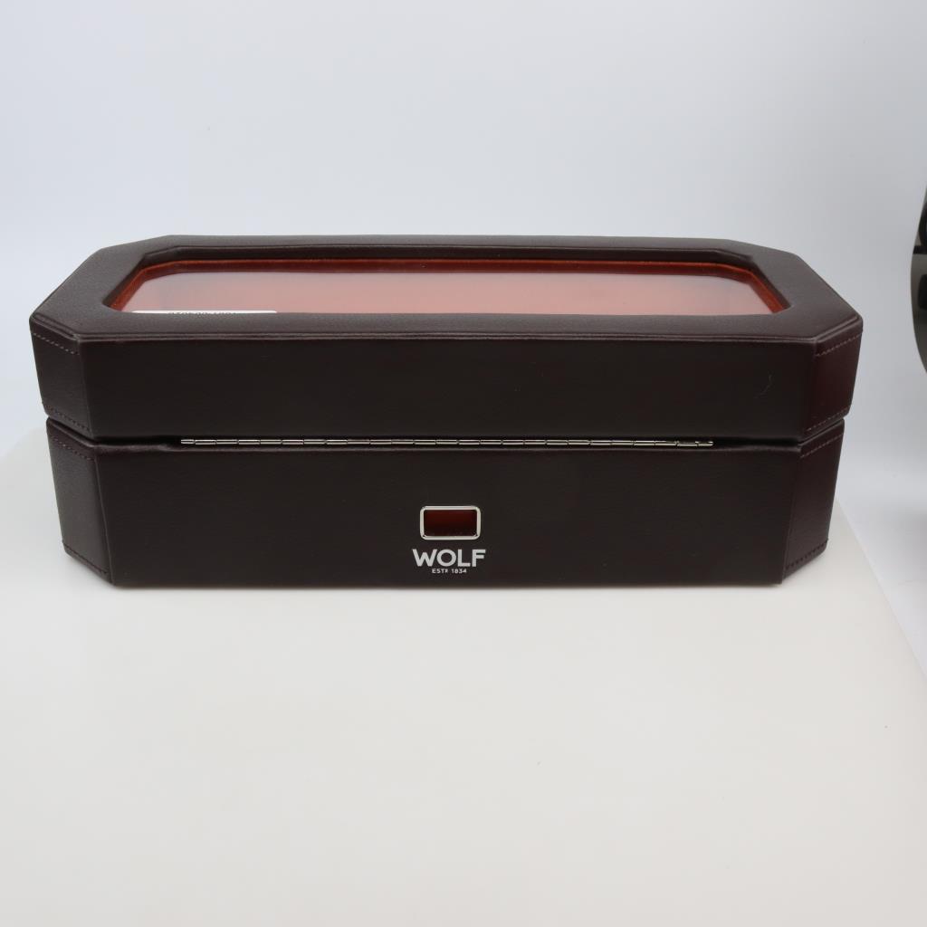 Wolf Windsor 5 Piece Brown/Orange Watch Box | Property Room