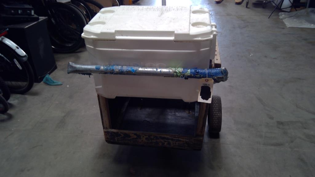 Wood Cart With Igloo Cooler | Property Room
