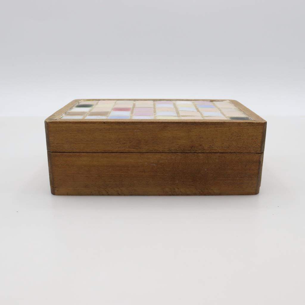 Wooden Half Lap Tile Lid Trinket Box | Property Room