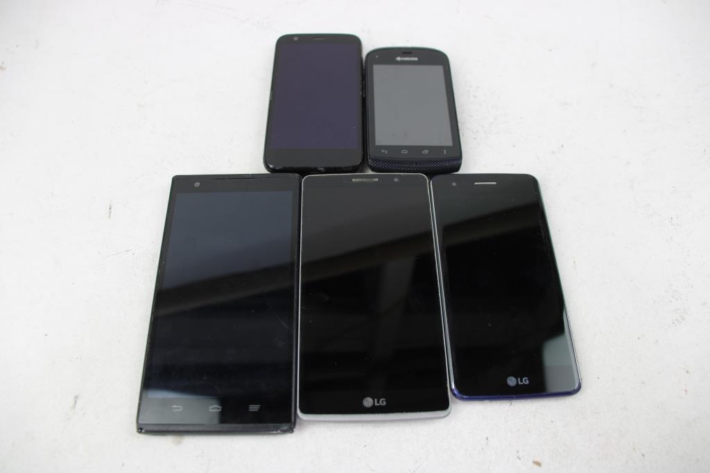 Zte, LG, Motorola Cell Phone Lot, 5 Pieces, Sold For Parts | Property Room
