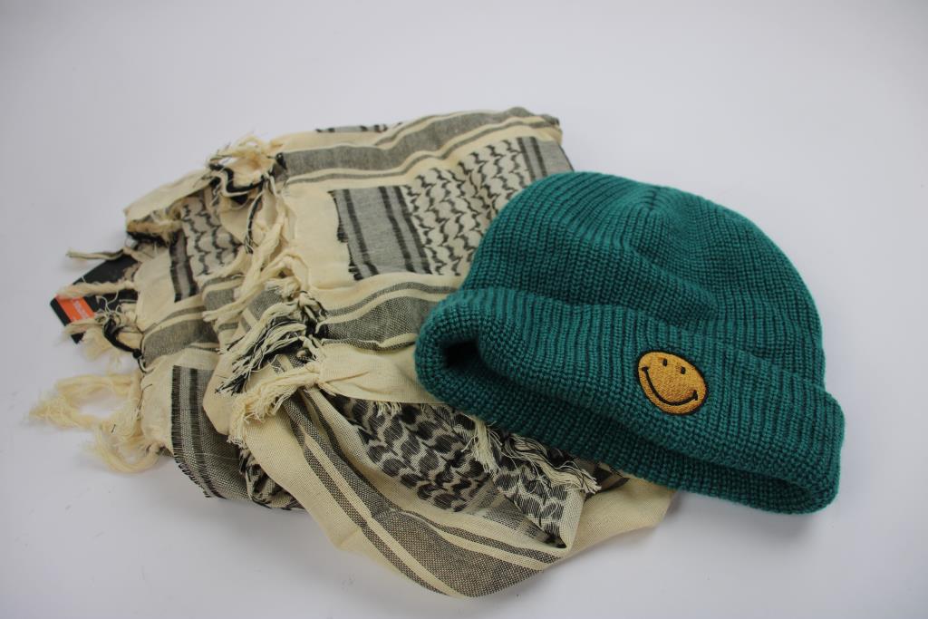 Zumiez, Aqua, Bloomingdale Beanies Lot, With Keffiyeh Head Neck Scarf ...