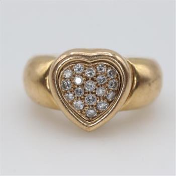 0.36ct TW 18kt Gold Diamond Heart Signet Ring | Property Room