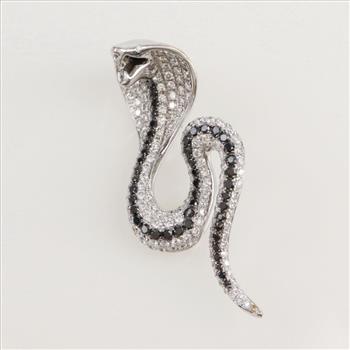 1.06cts TW Diamond 18kt White Gold Cobra Pendant - Evaluated By Our ...